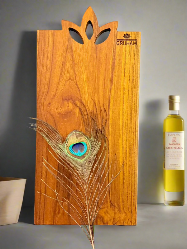 Teakwood Cutting Board with Lotus Handle | GRUHAM LotusGrip™ 16x7.5 ...